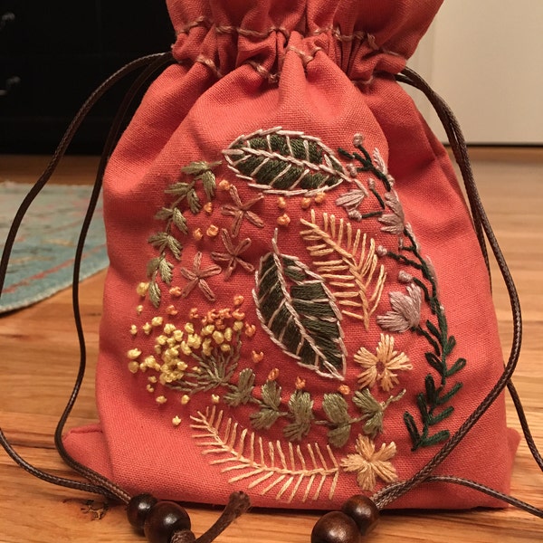 Hand Embroidery Drawstring Bag,floral Beginner Embroidery Kit ...