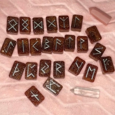Glittery Purple Runes Set 25 Resin Runes - Etsy