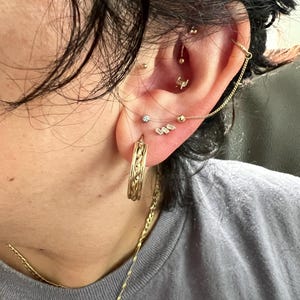 14K Solid Gold Vertical Helix Piercing/hidden Rook Dangle Earring ...