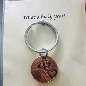 Personalized Penny Keychain, Couples Keychain, Lucky Penny, Anniversary ...