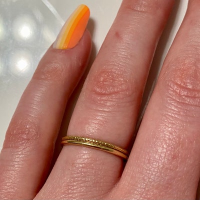 Simple Stacking Set, Mixed Metals Ring Set, Textured Rings, Faceted ...