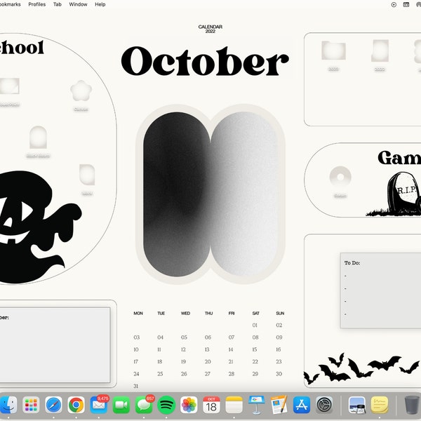 20222023 Minimal Desktop Organizer, Black and White Desktop Wallpaper ...