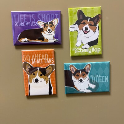 Corgi Gifts Set of 4 Fridge Magnets With Funny Tri Color Pembroke Welsh ...