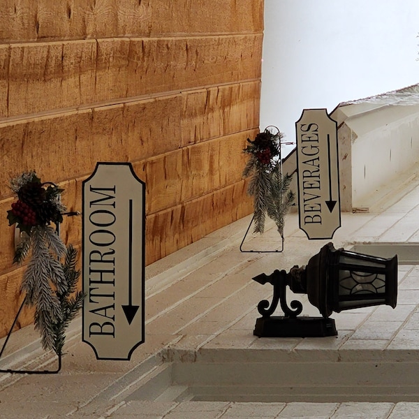 Bathroom Street Sign Double Sided Restroom Sign With Arrow Farmhouse ...