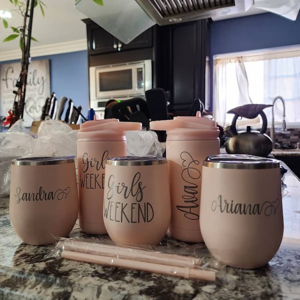 Girls Weekend Wine Tumbler, Custom Personalized Cocktail Cup, Insulated ...