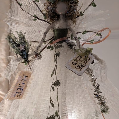 Rustic Woodland Fairy Christmas Decoration, Handmade Vintage Style ...