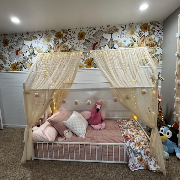 Honey Foam Montessori Bed Canopy, Kids Bed Canopy, Montessori Bed ...