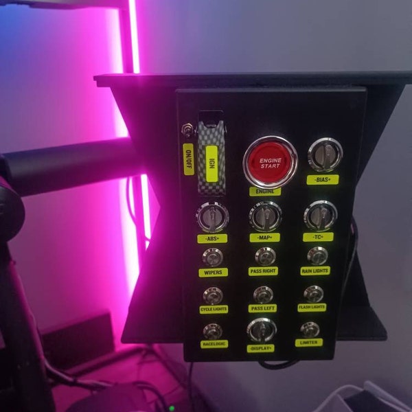 PC USB Button Box 28 Functions Back Lit Red With Neon Labels Sheet for ...