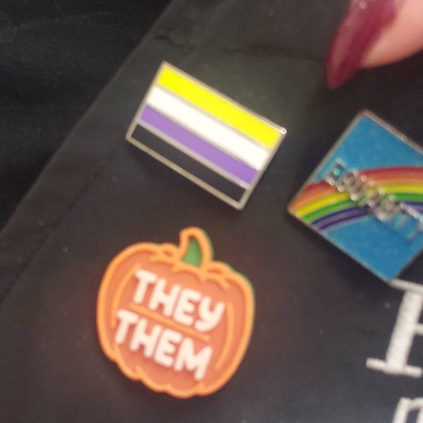 Nonbinary Pride Flag Enamel Pin - Genderqueer, Androgyny, Third Gender ...