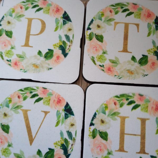 4th Just Retro Flowers Doodle Monogram, Initials Alphabet, Scalloped ...