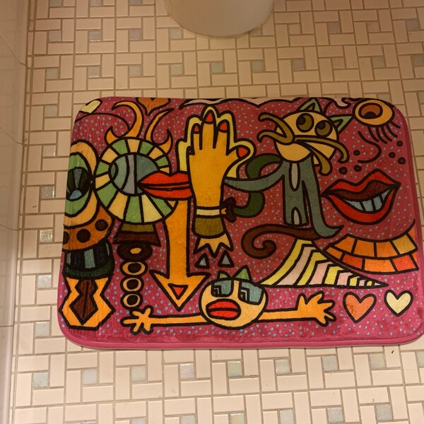 Funky Pop Art Bath Mat: Colorful Kids Shower Rug - Etsy