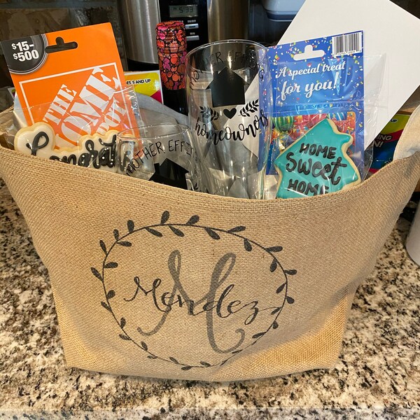 Monogram Burlap Storage Container, Burlap Bin, Reusable Gift Basket ...