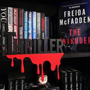 Thriller Library Decor Bookshelf Genre Sign Book Lover Gift Custom ...