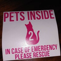 Emergency Pet Rescue Window Sticker Pets Inside Rescue Decal for Dog ...