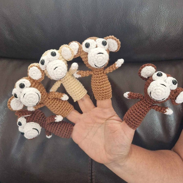 Crochet 5 Little Monkeys - Finger Puppets PDF Pattern Amigurumi - Etsy