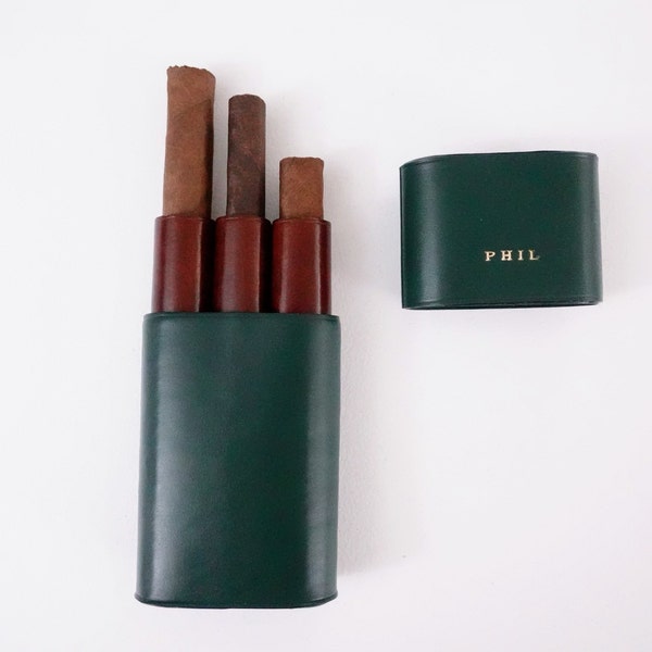 Personalized Cigar Travel Case for Men, 3 Cigar Tube Leather, Cigar Box ...