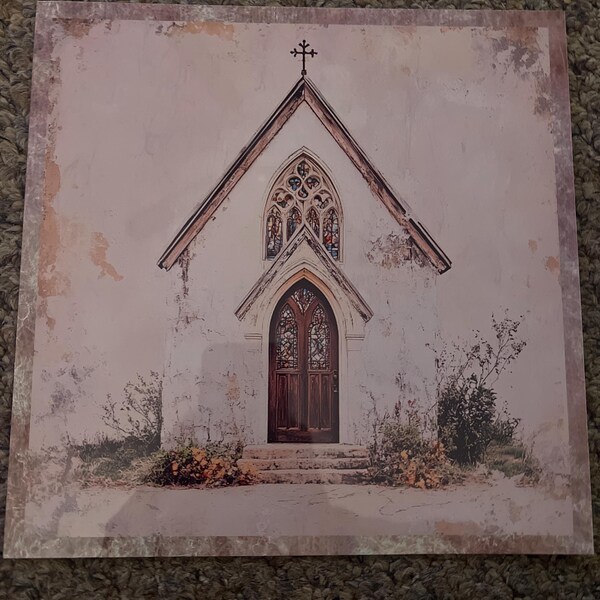Rustic Vintage Aluminum Church Sign – Stained Glass Chapel Wall Art for ...