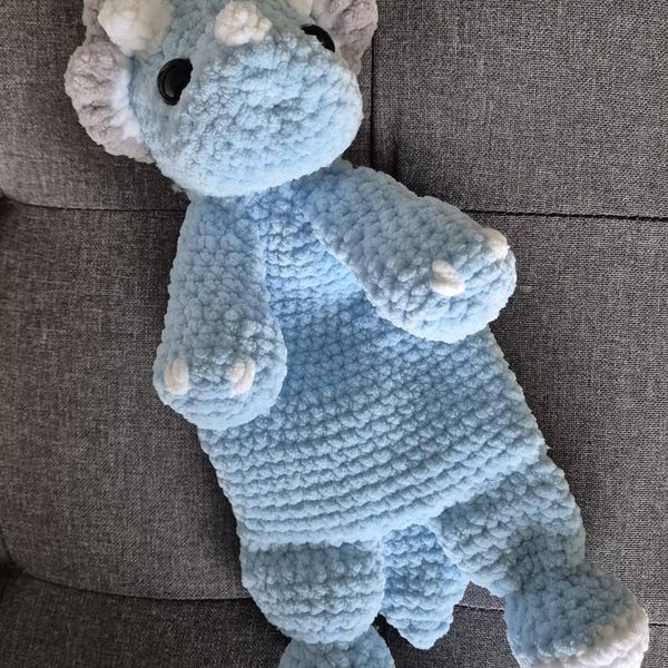 Crochet Triceratops Snuggler Pattern: Amigurumi Dinosaur Lovey (PDF ...