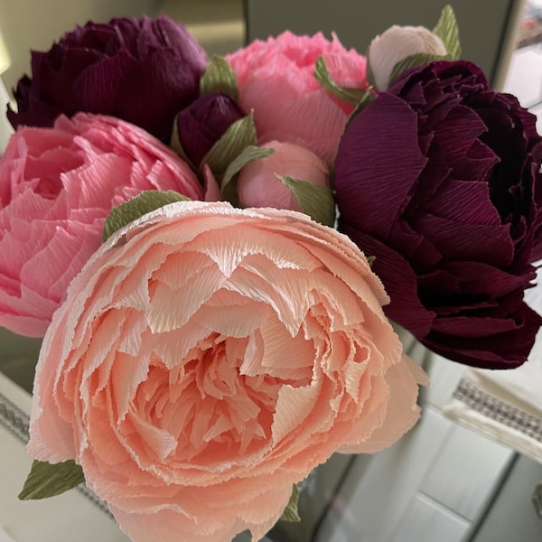 Peonies Paper Flower Bouquet - Etsy