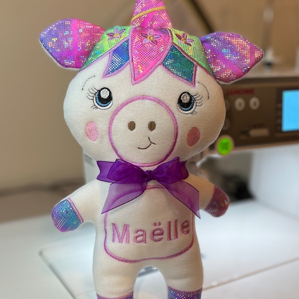 ITH Unicorn Soft Stuffed Toy Stuffie 5x7 and 6x10 - Machine Embroidery ...