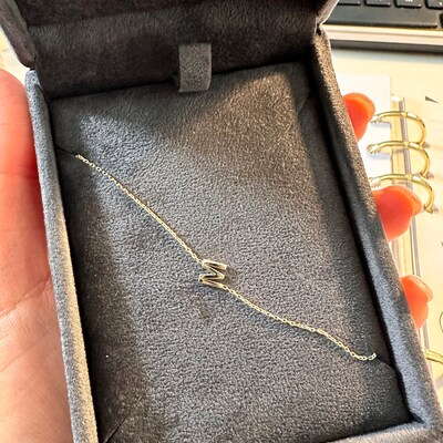 14K Solid GOLD Sideways Initial Necklace, Perfect Gift for Her ...