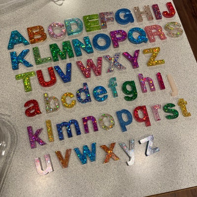 Uppercase ONLY Multicolored Glitter Resin Alphabet - Etsy