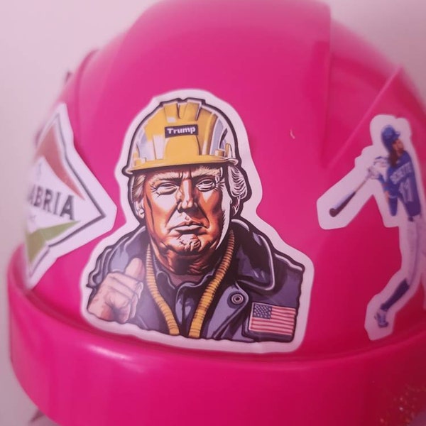 Donald Trump Hard Hat Sticker - Construction Work Sticker - Blue Collar ...