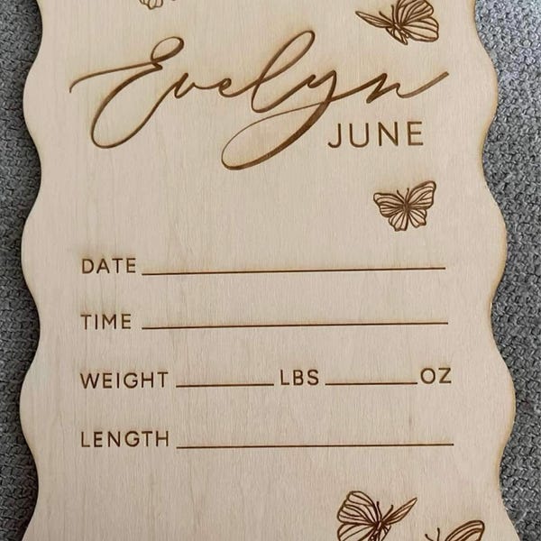 Airplane Birth Stat Sign Wooden Engraved Birth Announcement Birth Stats ...