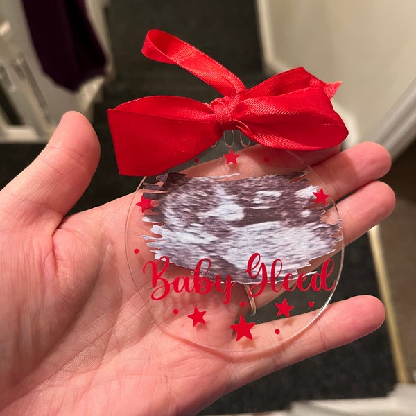 Personalised Baby Scan Photo Christmas Bauble, Personalised Baby Scan ...