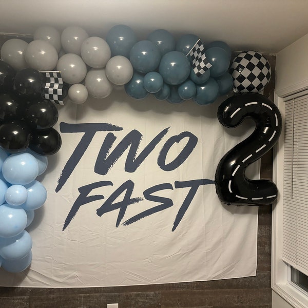 Two Fast Birthday Backdrop, Two Fast Birthday Banner, Race Car Birthday ...