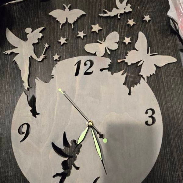 Butterfly Fairy Wall Clock Laser Cut Dxf Glowforge Svg Xtool D1 CNC ...