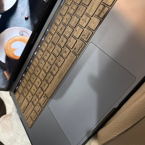 Walnut Wood MacBook Pro Keyboard Sticker, Mac Book Air Pro 13 15 Wooden ...