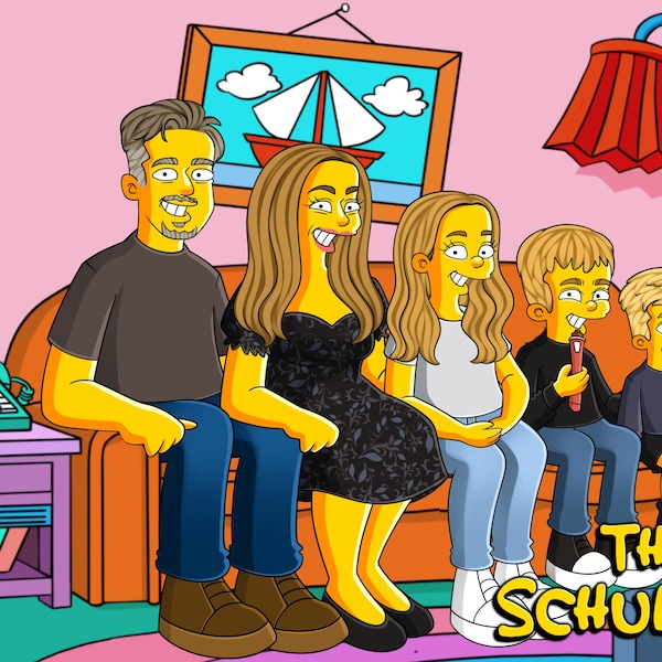 Custom Simpsons Family Portrait, Simpsons Gift Dad, Family Simpsons ...