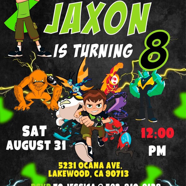 Editable Ben 10 Birthday Invitation Template, Printable Ben10 Birthday ...