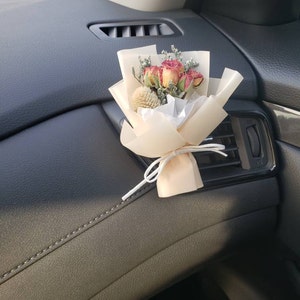 Handmade Mini Natural Dried Flower Bouquet rosy Car - Etsy