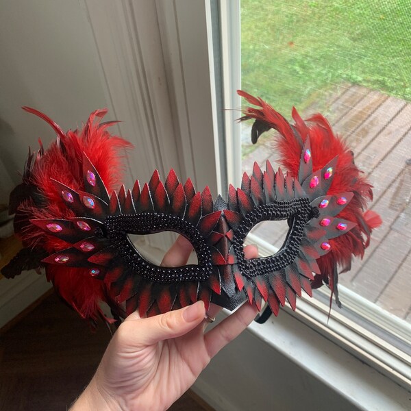 Red Feather Phoenix Masquerade Mask, Masks for Women, Mardi Gras - Etsy
