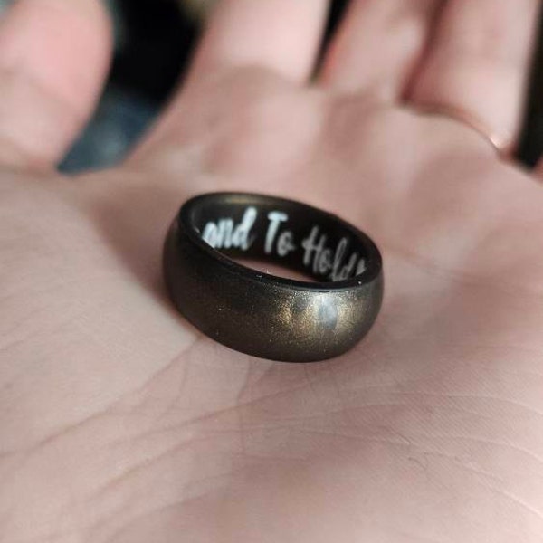 Personalized Engraved Silicone Ring 8.5MM - Wedding Band for Men and ...