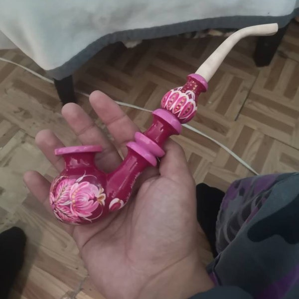 Smoking Pipe, Cute Gift for Girls Women, Pink and Purple Wooden Smoking ...