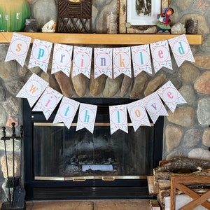 DIY Printable Banner Pink Baby Sprinkle Custom Baby Shower Pastel ...