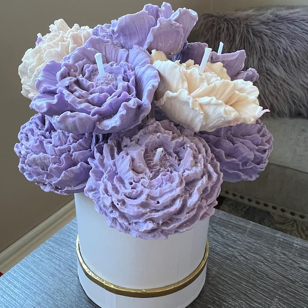 Peony Candle, Flower Shaped Candle (1pc), Soy Wax Candle, Peony Candle ...