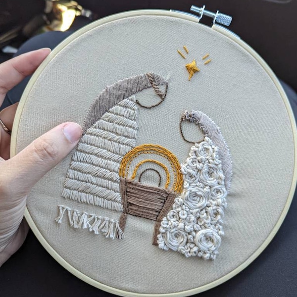 Nativity Scene 8" Embroidery Kit | Christmas Nativity Embroidery Kit ...