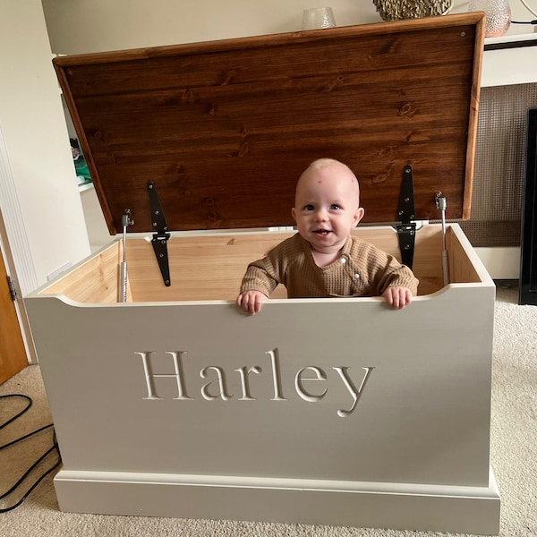 Handmade, Personalised Solid Wood Toy Box With Soft Closing Lid - Etsy UK