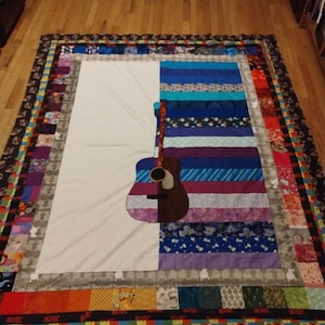 Guitar Applique Quilt Pattern, beautifully Acoustic 67 X 57 Twin ...