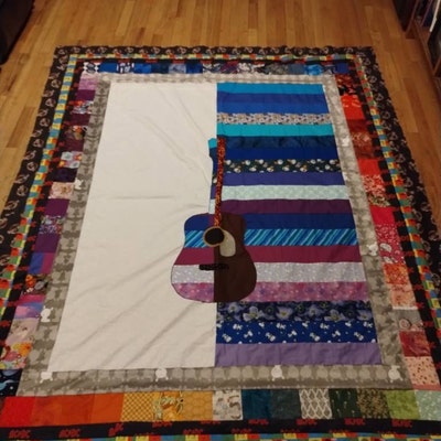 Digital Quilt Pattern Guitar Applique Quilt, rock On 57 X 50 - Etsy