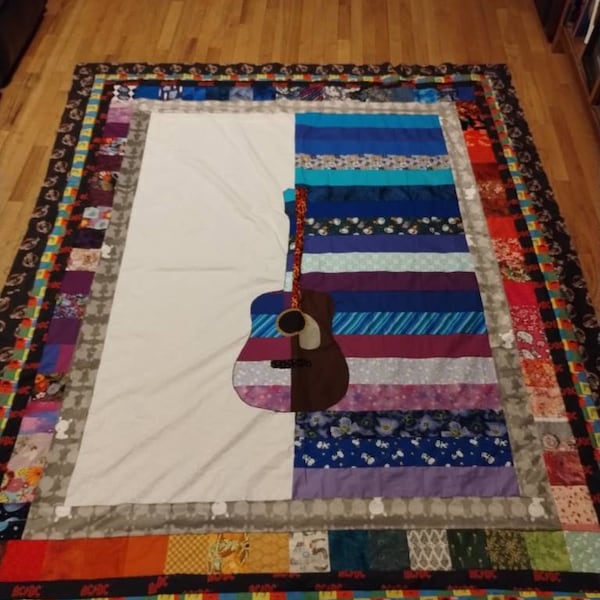 Digital Guitar Applique Quilt Pattern, "beautifully Acoustic" (67" X 57 ...