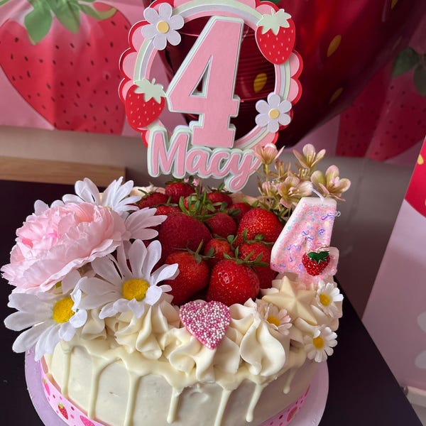 Strawberry Themed Cake Topper | Berry 1st Birthday | Strawberry Cake ...