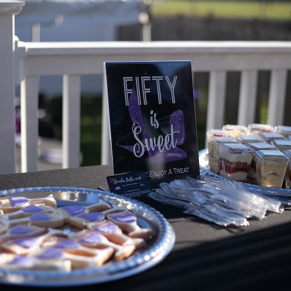 Fifty is Sweet | 50th Birthday 8x10 Printable Sign | Purple High Heels ...