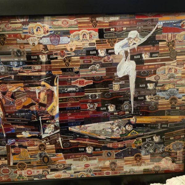 Cigar Art Band Collage Godfather Cigar Gift Wall Décor Cigars Art Cigar ...