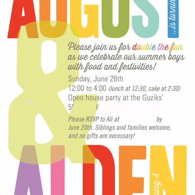 Joint Birthday Party Invitation, Shared Birthday Party Invitation, Kids ...