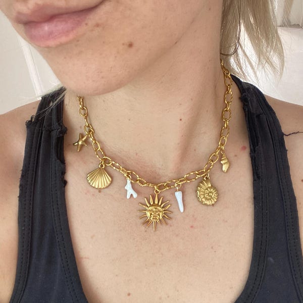 Collier Breloques Charms Grigri Acier Inoxydable Soleil Étoile De Mer ...